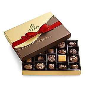 Godiva Chocolatier Milk Chocolate Valentine’s Gift Box with Red Ribbon – 22 Piece Assorted Milk Chocolate with Gourmet Fillings -Gift for Chocolate Lovers