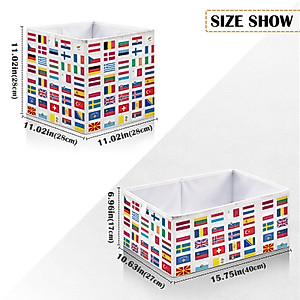 Miscellaneous Set Of Country Flags Storage Basket Storage Bin Rectangular Collapsible Nursery Hamper Cute Bin Organizer for Makeup Closet Bathroom Bedroom