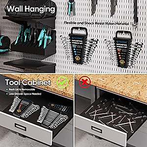 TICONN Mechanic Cr-V Ratcheting Wrench Set with Organizer Rack, Professional Slim Profile (12PCS mm (Metric))