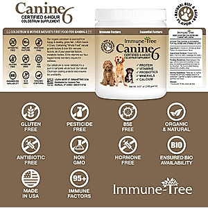 Immune-Tree Bovine Colostrum for Dogs & Puppies | Immune System Booster Supplement | Relief for Allergies, Skin Itch, & Hot Spots | Prebiotics & Probiotics Support Digestion | Made in USA (Small)