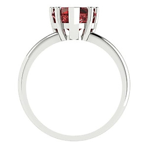 Clara Pucci 2.0 ct Heart Cut Solitaire Natural VVS1 Red Garnet 5-Prong Engagement Bridal Promise Anniversary Ring 18K White Gold Size 11