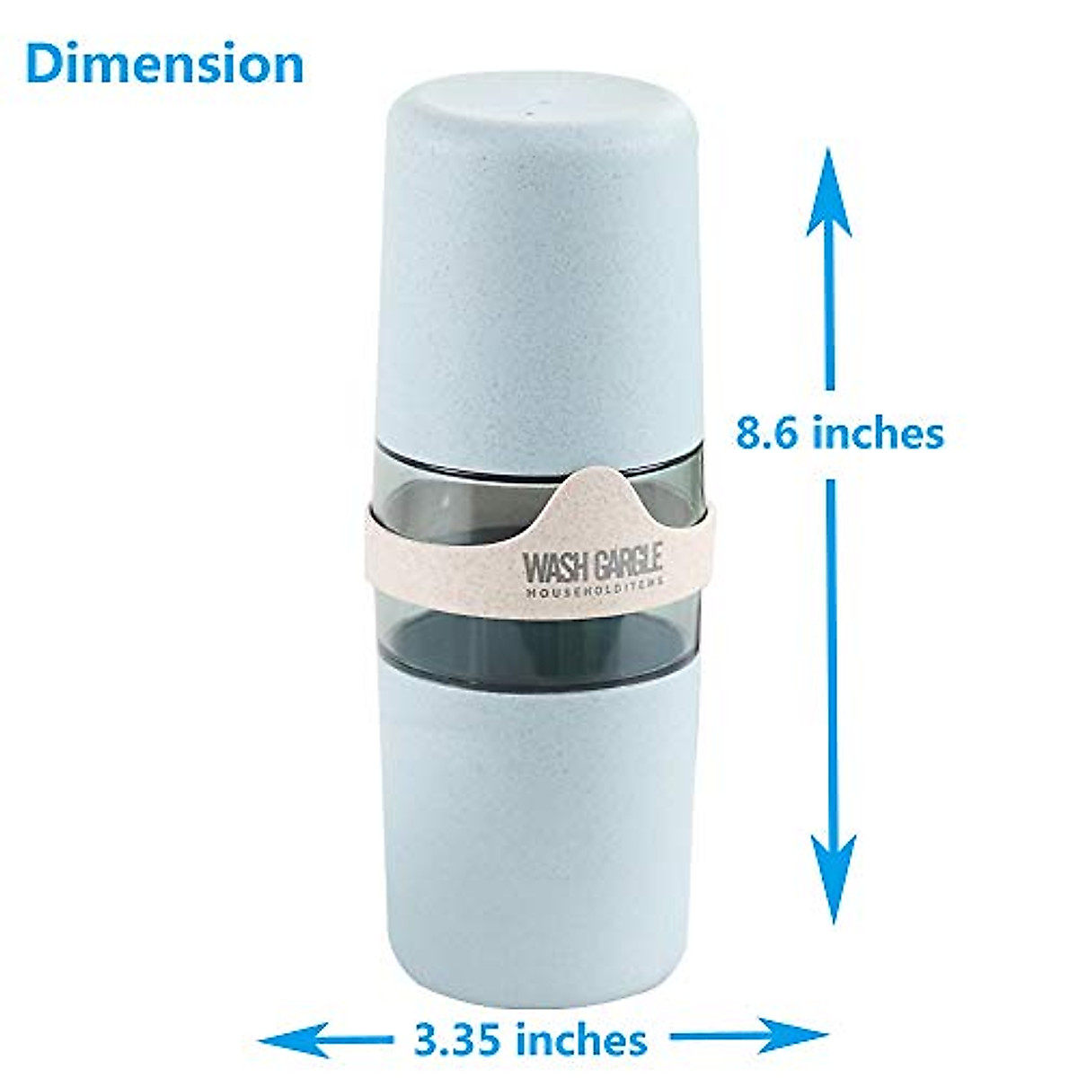 Travel Toothbrush Case & 2 Pack Gargle Cup, YEEHO Portable Electric Toothbrush Container Natural Wheat Straw Dual Holder Towel Toothpaste Organizer Storage for Outdoor Business Trip Wash,Blue