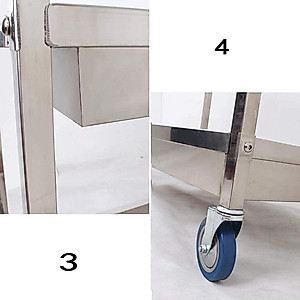 YGCBL Multifunction Serving Portable Hand Trucks,Cart Service Outdoor Restaurant Steel Handle Pushbar Steel Nail Reinforcement Heavy Gauge Stainless Steel, 3 Sizes,Kitchen,Gray,85X45X90Cm