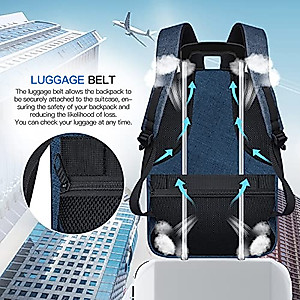 BLIKECH Extra Large Backpack for Men, 17 Inch Big Laptop Travel Backpack with USB Charging Port, Water Resistant Durable Big Business Work Backpack, Large Computer Bag TSA Airline Approved, Blue