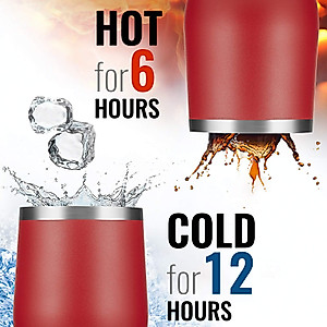 TDYDDYU 6pack 12 OZ Stainless Steel Wine Tumbler with Lid,Wine Glass Tumbler Double Wall Vacuum Insulated Travel Tumbler Cup for Coffee, Wine, Cocktails, Ice Cream… (Combination Color 6pack)