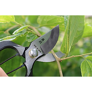 KAKURI Japanese Pruning Shears for Gardening Heavy Duty 8 Inch, Made in JAPAN, Professional Garden Bypass Pruners with Leather Sheath, Hand Forged Japanese Carbon Steel, Black