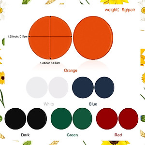 6 Pairs Solid Color Earrings Geometric Stud Earrings Women Disc Earrings Big Round Acrylic Earrings (Black,Red,Green,White, Orange,Dark Blue)