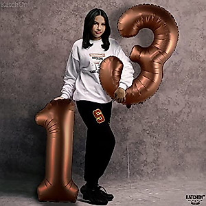 KatchOn, Coffee Brown 13 Balloon Numbers - 40 Inch | Giant, Number 13 Balloons for 13th Birthday Decorations for Girls | 13th Birthday Decorations for Boys | Official Teenager Birthday Decorations