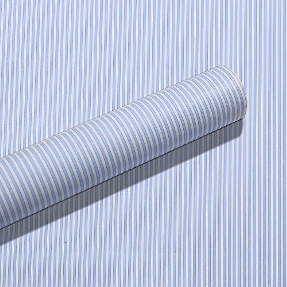Yifely Blue White Stripes Shelf Liner Drawer Units Decor Sticker Self-Adhesive Furnitures Decor Paper 17.7 Inch by 9.8 Feet