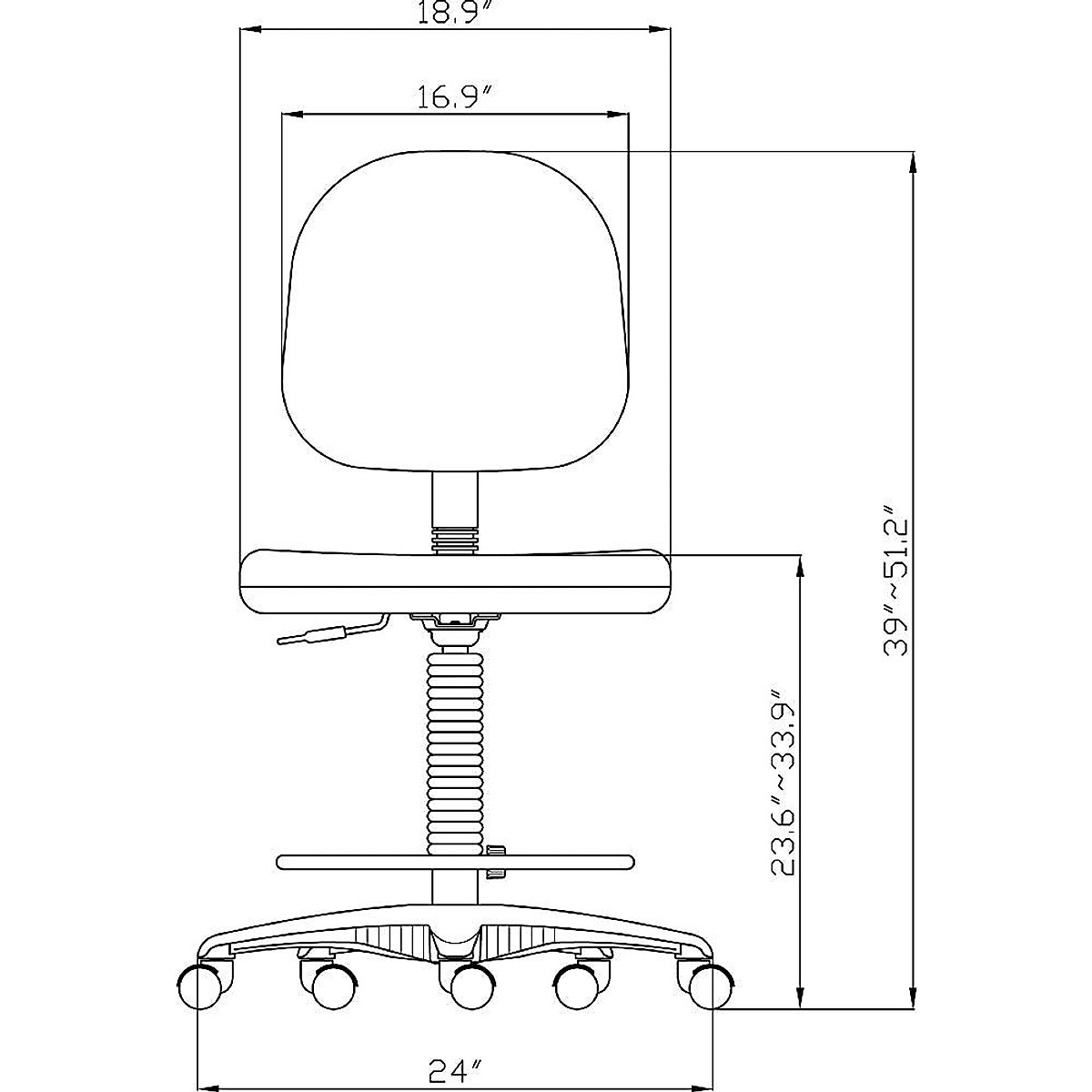 Lorell 80008 Adjustable Multi Task Stool,24-Inch x24-Inch x40-1/2-Inch x50-1/2-Inch ,Black