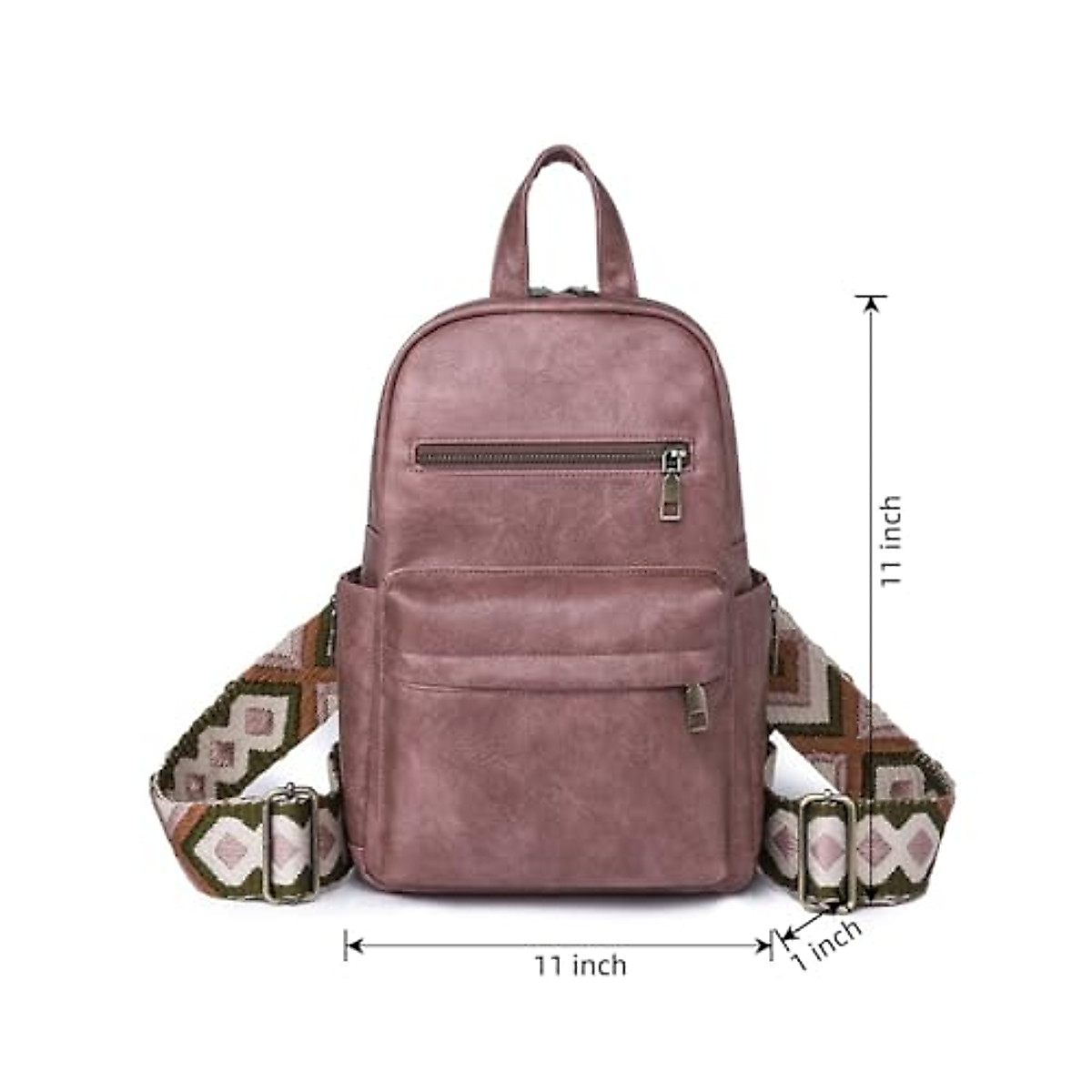 ALUSBELL Vintage Sling Bag Sling Backpack for Men Women, Vegan Leather Crossbody Bag Fanny Packs, Fashion Chest Bag Daypack with 2 Adjustable Straps,Pink