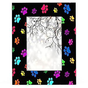 Colorful Dog Cat Paw 4x6 Picture Frame Wood Photo Frame for Tabletop Display Wall Mount Picture Frame Display 4x 6 Inch Photo Wall Decor Home Gift Frames