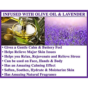 Olivia Care Premium Bath & Body Bar Soap | Organic & Natural | Olive Oil | Repairs, Hydrates, & Deep Cleans | Repair Dry Skin | Made in USA | 8 OZ - LAVENDER
