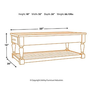 Signature Design by Ashley Shawnalore Rectangular Rustic Cocktail Table, Whitewash