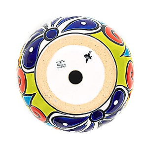 Enchanted Talavera Ceramic Succulent Pot Small Flower Planter Cactus Bonsai Pot W/Drainage & Hanging Holes Home Garden Office Desk Décor Gift (Small 4.5" x 4", Cobalt)