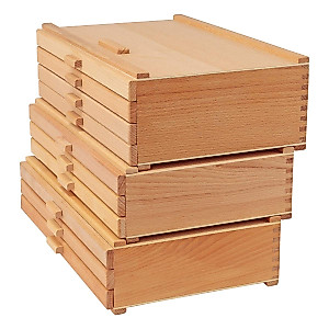 Creative Mark Pastel Storage Box, 4 Drawer Wood Art Box with Foam Lining, Sturdy & Stackable for Pastels, Artist Tools, Pens, Pencils, Paintbrushes & Makeup Brushes, Natural Finish