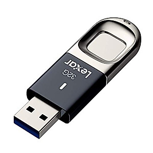 Lexar LJDF35-32GBNL Jumpdrive Fingerprint F35 32 GB USB 3.0 Flash Drive, Black/Silver