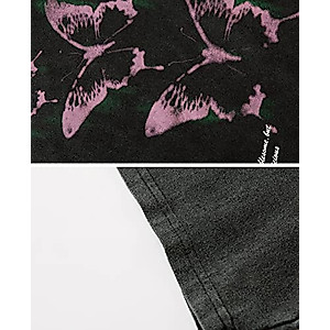 Aelfric Eden Mens Oversized Shirts Washed Butterfly Graphic Tee Casual Loose Streetwear Tops