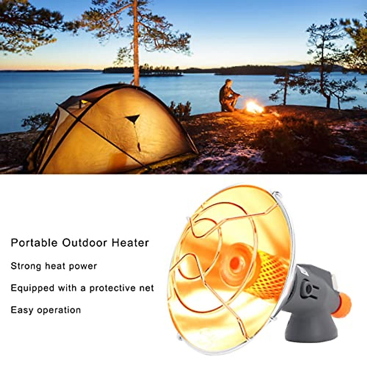 Pilipane Camping Tent Butane Gas Heater, Outdoor Patio Heater, Portable Outdoor Heater Strong Heat Power Prevent Burns Fire Adjustable Auxiliary Igniter Butan