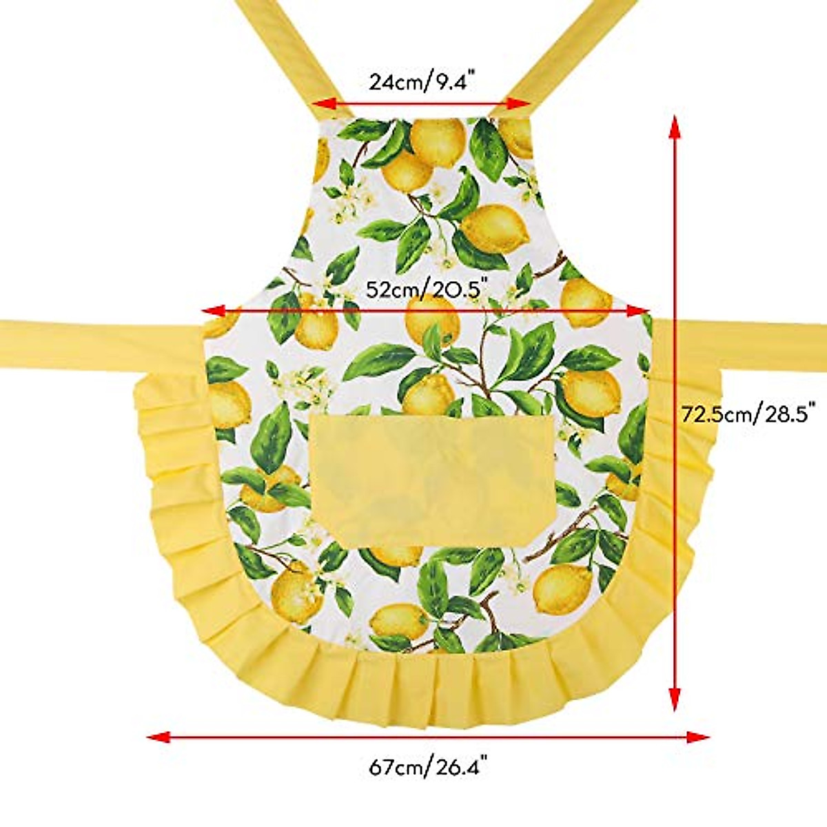 Thick Lemon Cotton Women's Kitchen Apron Adjustable Cooking Baking Garden Chef Apron with Pocket (Vintage style)
