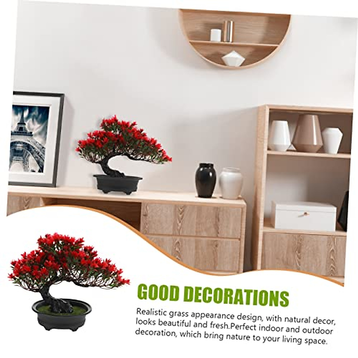 VOSAREA 2pcs Simulation Welcome Pine Faux Trees Faux Bonsai Tree Fake Tree Cactus Pots Artificial Plants Christmas Outdoor Decorations Household Pin Tree Decoration Plastic Tree Decor Red