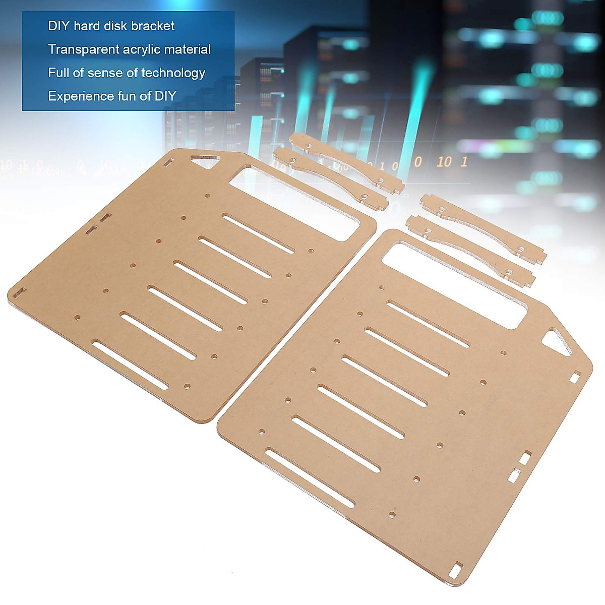 3.5in Hard Drive Bracket, Acrylic Hard Drive Bracket, DIY 3.5in Hard Disk Shelf HDD Transparent Cage, Support Fix Six 3.5 inch Hard Drives and Two 8cm Fans