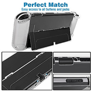 TIKOdirect Transparent Case Compatible with Switch OLED, Dockable Clear Protective Case for Switch OLED, Comfort Grip Case with Shock-Absorption and Anti-Scratch Design, Crystal Glitter