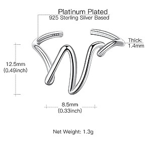 Suplight 925 Sterling Silver N Initial Ring, Ajudstable Alphabet Letter Ring, Women Rings