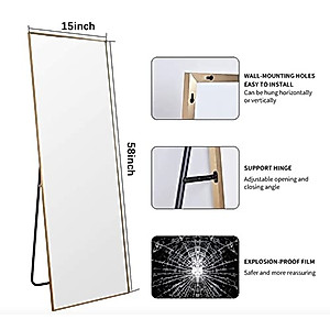 OBIOZZ Bedroom Floor Standing Mirror Full Length Mirror 58"x18" Rectangle Body Dressing Floor Mirrors, Quality Material Full-Length Mirror