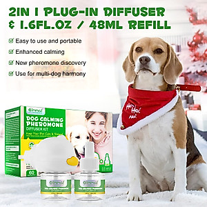 PLSHSBSE Calming Diffuser for Dogs, 2 Pack Dog Calming Diffuser Refills for Replacement, Enhanced Dog Calming Pheromone Diffuser, Dog Calming Diffuser Kit for Dog Anxiety Relief (2x48ml Refills)