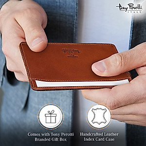 Tony Perotti Italian Leather Pocket Index Card Holder 3x5 - Portable Index Card Case - Memo Jotter Note Card Case Holds 3" x 5" Index Cards