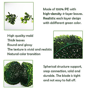 MYOYAY 4Pcs Artificial Topiary Ball 19 Inch and 9 Inch Outdoors 4 Layers Plant Topiary Ball Faux Boxwood Balls for Indoor Backyard Garden Wedding Décor
