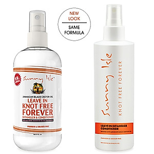 Sunny Isle Jamaican Black Castor Oil Knot Free Forever Leave-In Detangler & Conditioner 8oz (Pack of 2) | Moisturizes & Stimulates Hair Growth | Eliminates Frizz | Men & Women