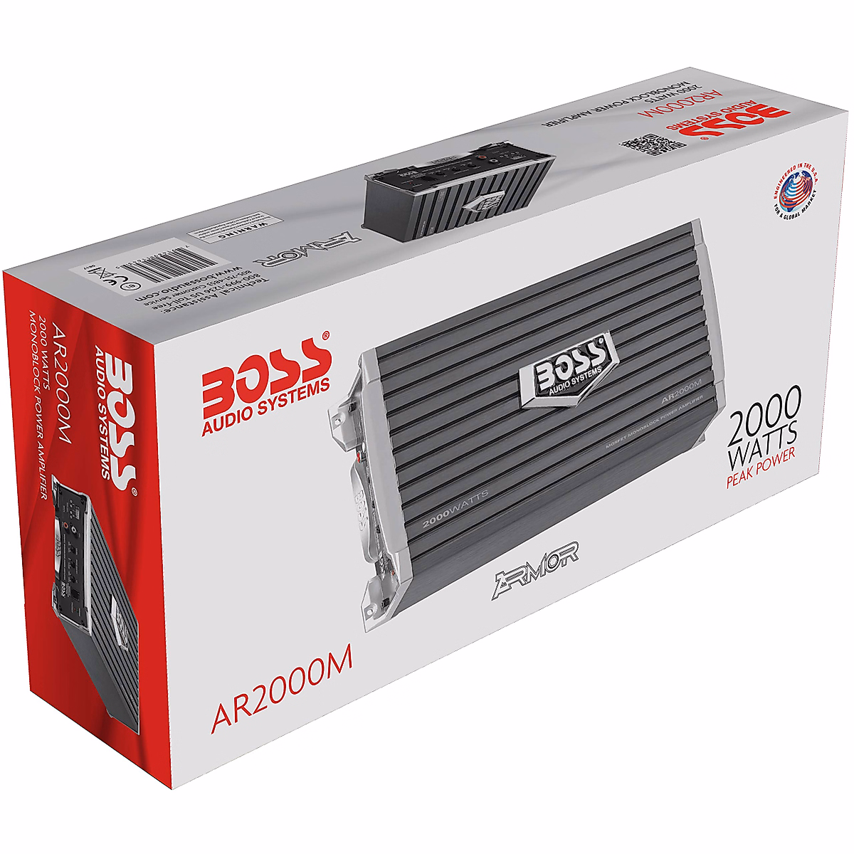 BOSS Audio Systems AR2000M Monoblock Car Amplifier - 2000 Watts, 2-4 Ohm Stable, Class A-B, Mosfet Power Supply, Gray