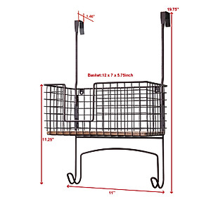 SunnyPoint Metal Wall Mount/Over The Door Ironing Board Holder with Large Storage Basket (ORB, 12" X 7" X 5.5" (Basket Size))