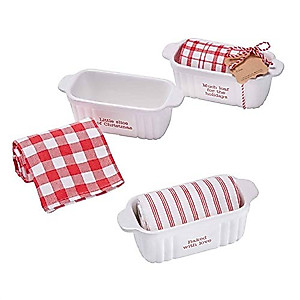 Mud Pie BAKED HOLIDAY MINI BAKER SET, 2 1/2" x 7" x 3" | towel 26" x 18"