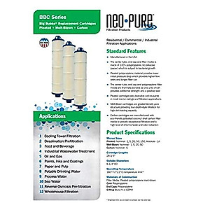 Neo-Pure BB150-PH20 Big Bubba 20 Micron Pleated Filter Cartridge Compatible with Watts BBC-150-P20 Big Bubba BBH-150 housing