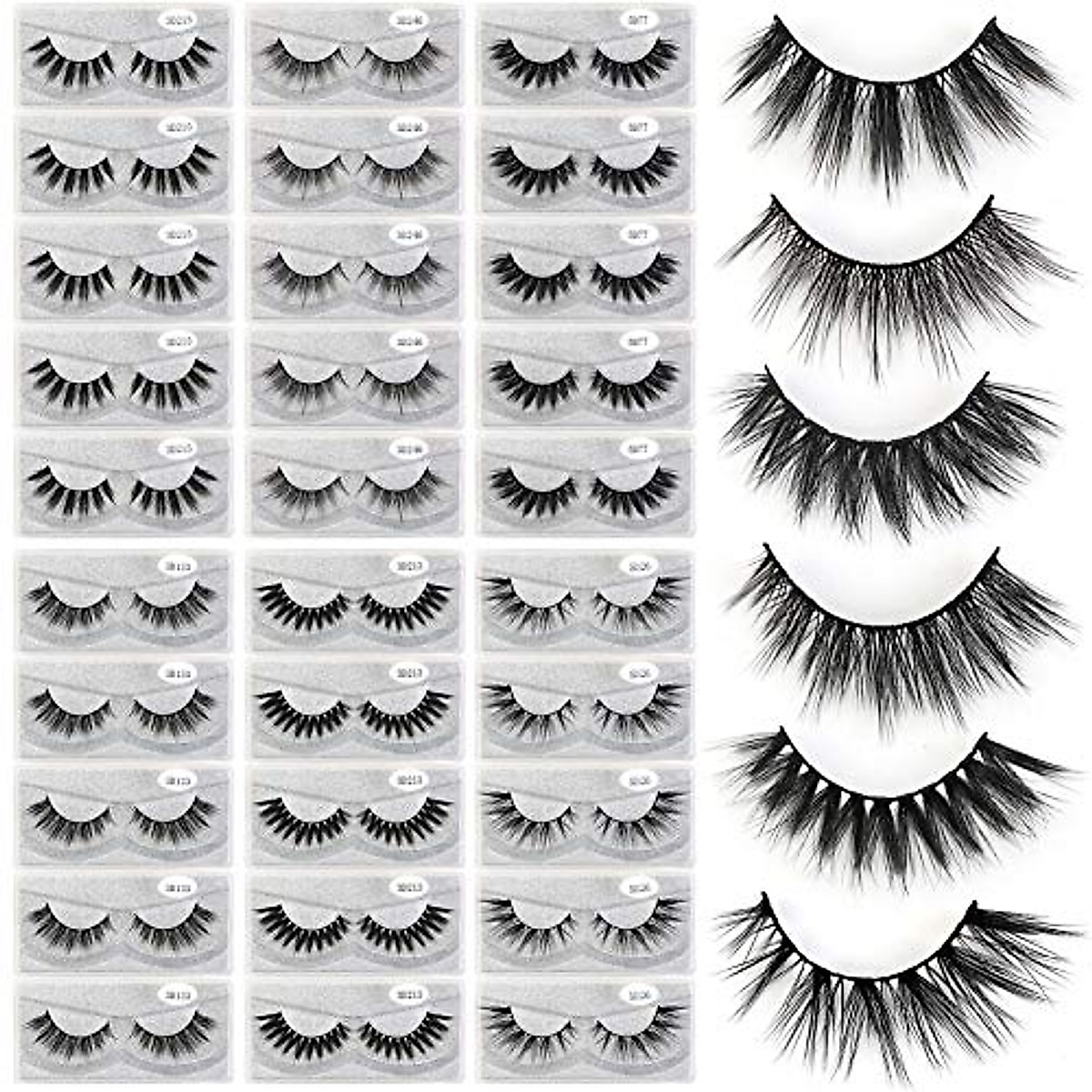 MAGEFY 30 Pairs 6 Styles Faux Mink Eyelashes, 16mm-20mm Lashes Natural Look to Dramatic False Eyelashes, Handmade Reusable Fake Eyelashes with Portable Boxes
