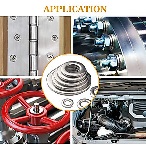 VIGRUE 304 Stainless Steel Flat Washers Set Washers Hardware Assortment 225 Pieces -15 Sizes M3 M4 M5 M6 M8 M10 M12