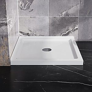 Goodyo 36" x 36" Shower Base with Double Threshold and Center Drain White