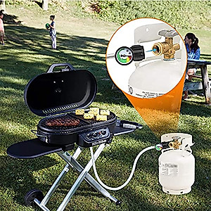 MOFLAME 1 lb to 20 lb Propane Adapter Hose With Gauge，6 FT Stainless Braided Propane Hose Adapter Converter for Coleman Camp Stove, Buddy Heater, Tabletop Grill & More 1lb Portable Appliance