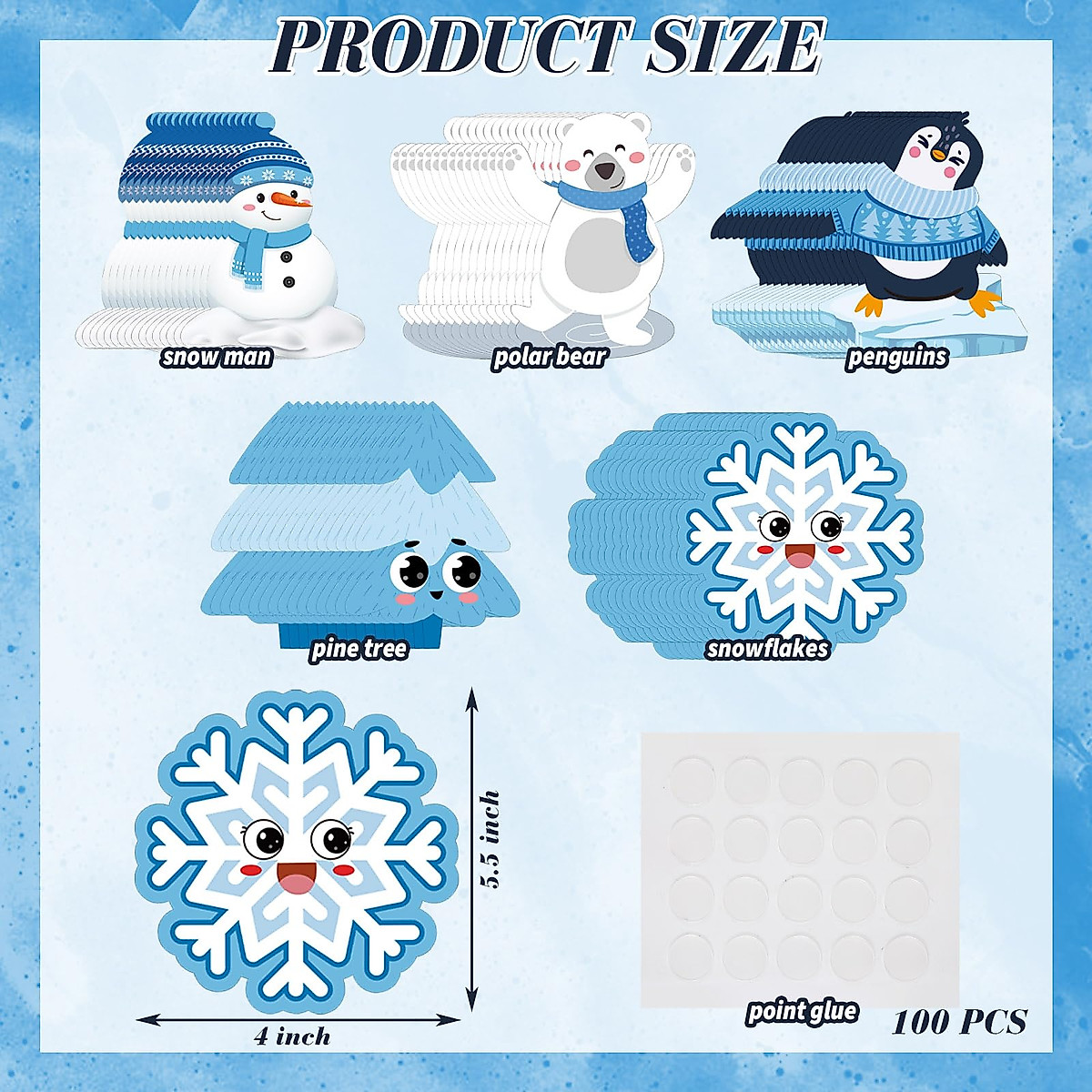 80 Pcs Winter Cutouts Winter Paper Bulletin Board for Preschool Paper Bulletin Board Decorations Preschool Classroom Back to School Teacher Supplies Classroom Cutouts