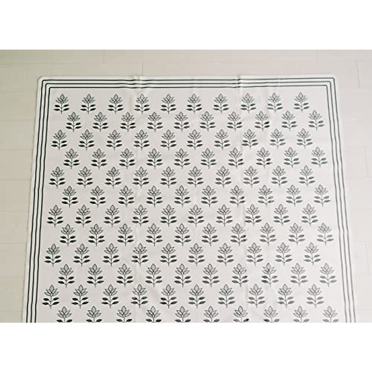 wander & roam Leather Play Mat | Non-Toxic | Waterproof and Sand Proof Beach Mat | Wipeable High Chair Floor Mat | Baby Floor Mat | Portable Picnic Mat (Petals Block Print Greige Large, 76x76)