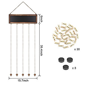 Bikoney Picture Frames Collage Photo Hanging Display Picture Board Wood Rustic Frames for Wall Decor and Dorm Room Decor with Blackboard and 30 Clips Carbonized Black