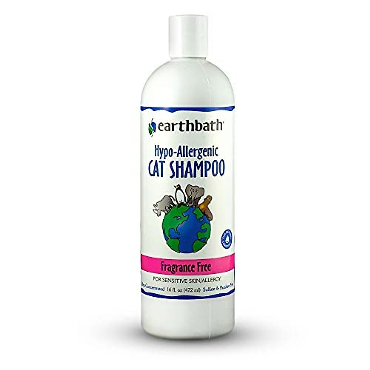 Earthbath Hypo-Allergenic Cat Shampoo - For Sensitive Skin & Allergies - Fragrance Free 16 oz