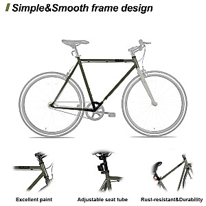 Hiland 700C Mens Road Race Bike, Single Speed Fixed Gear Womens Bicycle with Light Frame for Commuter, Adult Urban Hybrid Bike