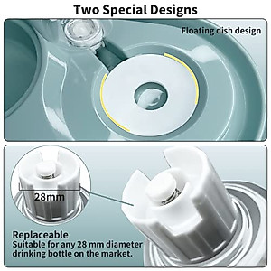 Fhiny Dog Cat Double Bowls, Bunny Automatic Water Bottle Set Dispenser Detachable Stainless Steel Bowls for Small Animals Cats Kitten Puppy Squirrel