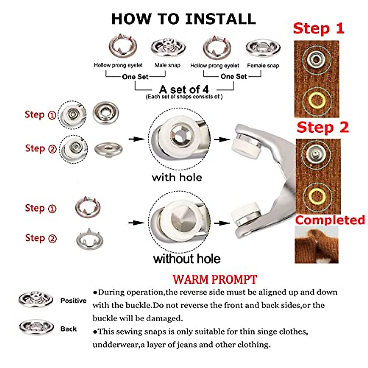Metal Snaps Button for Sewing, Colored Open Prong Snap Button Kit, DIY Snap Button Kit with Fasteners Pliers Press Tool Set for Barbie Clothing Bag, Sewing Crafting Supplies (10 Colors)