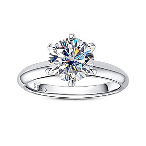 AimiIee Moissanite Ring, 2.5CT Six Prong Solitaire Moissanite Engagement Ring, Thickened Gold Plated 925 Sterling Silver Promise Wedding Rings for Women with Certificate(6)