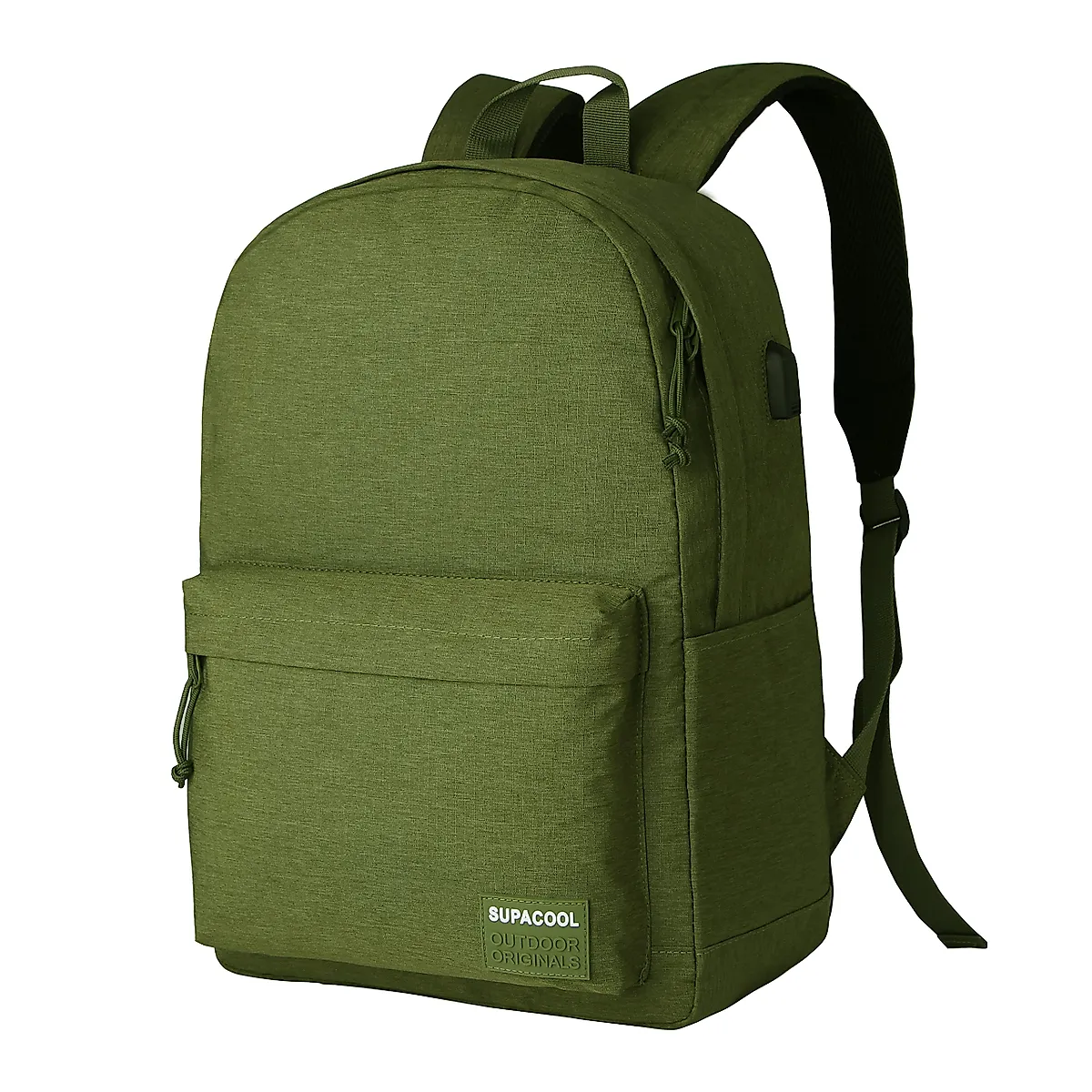 SUPACOOL Casual Laptop Backpack for Men and Women, Backpack for College, USB Charging Port, Lightweight Pack Back(Olive)